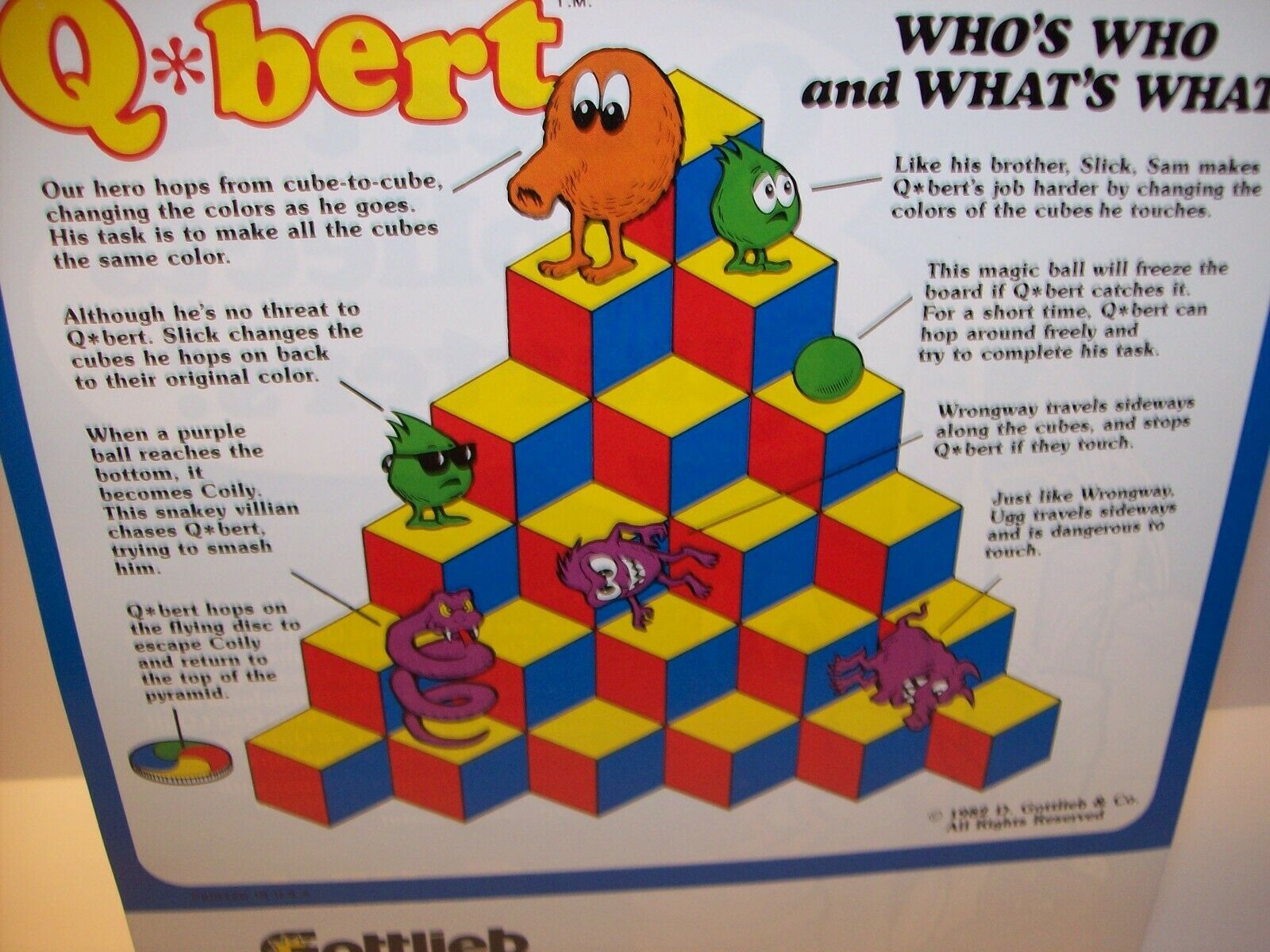 Qbert Arcade FLYER Original NOS 1982 Video Game Artwork Sheet Gottlieb ...
