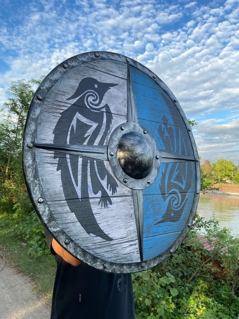 Raven Bird Viking Shield Ragnar Viking Shield Wooden Viking Cosplay ...