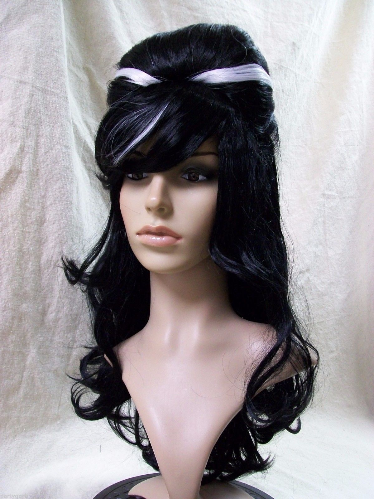 Black White Frankie Bouffant Wig Beehive Bump 60s Mod Monster Bride ...