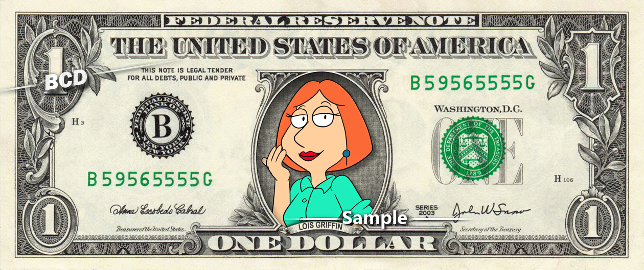 LOIS GRIFFIN Family Guy on REAL Dollar Bill Cash Money Collectible ...
