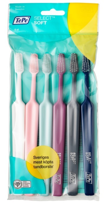 TePe Select Toothbrush Soft 6 pcs Made In Sweden - Toothbrushes-Standard
