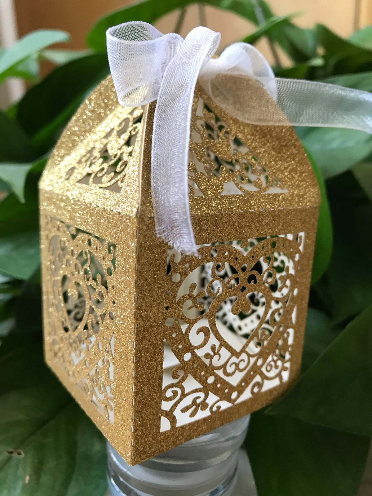 100pcs Glitter Paper Laser Cut Wedding Gift Boxes,Favor Box for Party ...