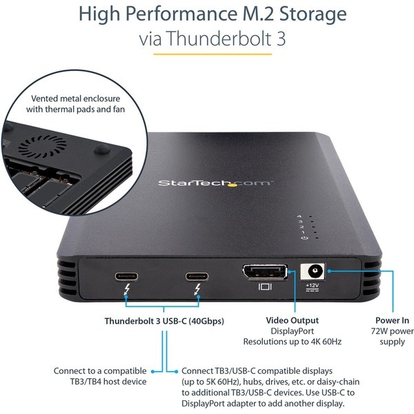 StarTech.com 4 Bay Thunderbolt 3 NVMe Enclosure, For M.2 NVMe SSD ...