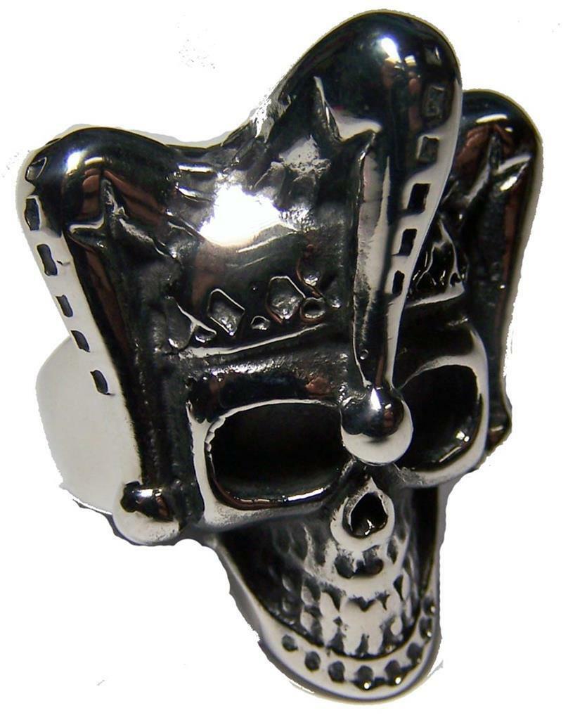 JESTER CLOWN W HAT STAINLESS STEEL RING size 9 - S-550 biker MEN women ...