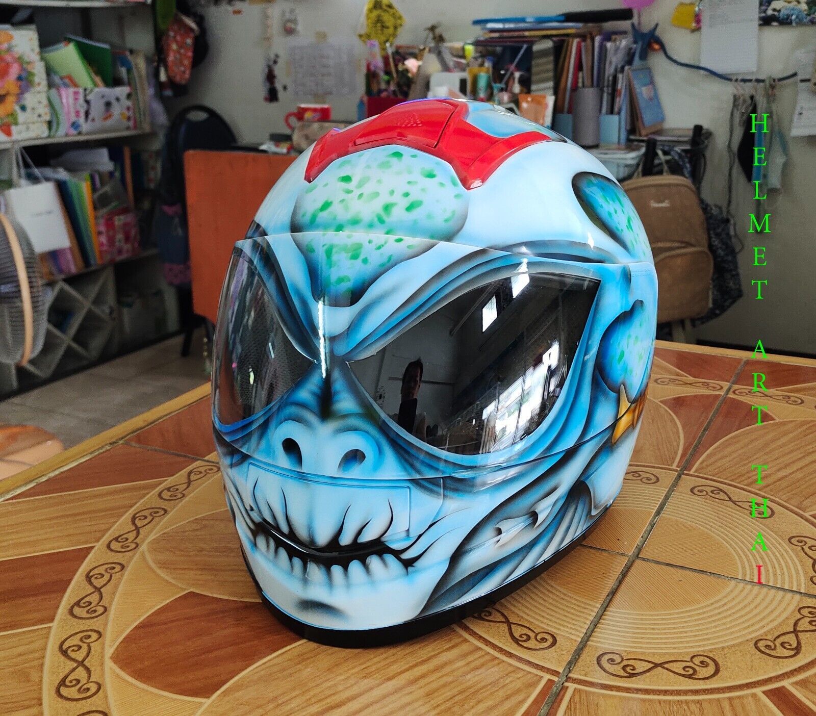 Alien Custom Airbrushed Motorcycle Helmet and similar items