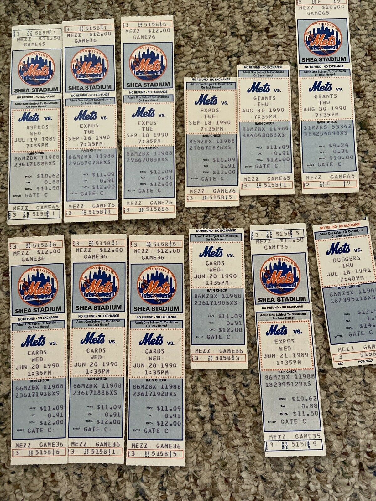 1989-1991 NY Mets Ticket Stubs - $15 each (Shea Stadium 11368) - Ticket ...