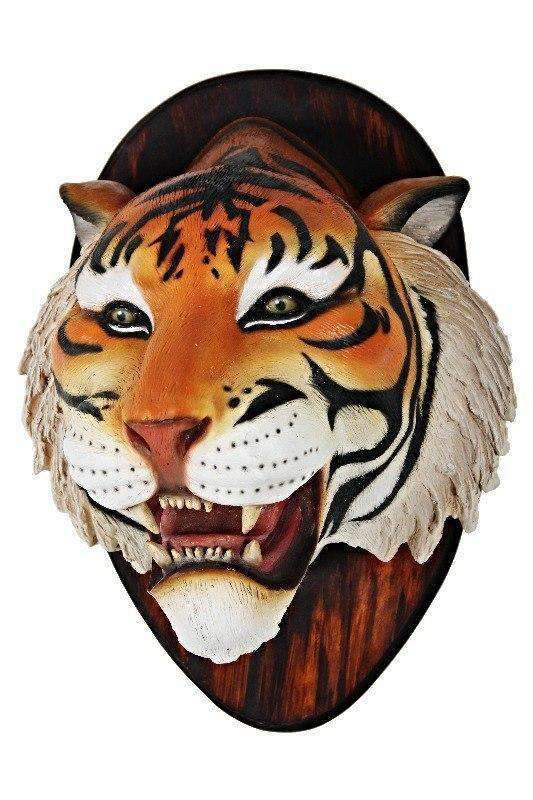 Tiger Bengal Head Plaque Animal Prop Life Size Decor Resin Statue ...