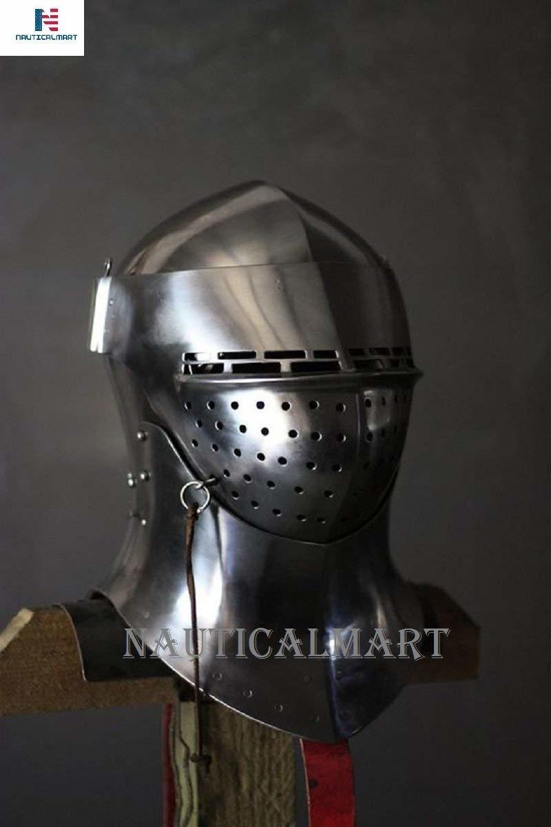 NauticalMart Medieval 14th Century Great Bascinet Armor Helmet - Knives ...