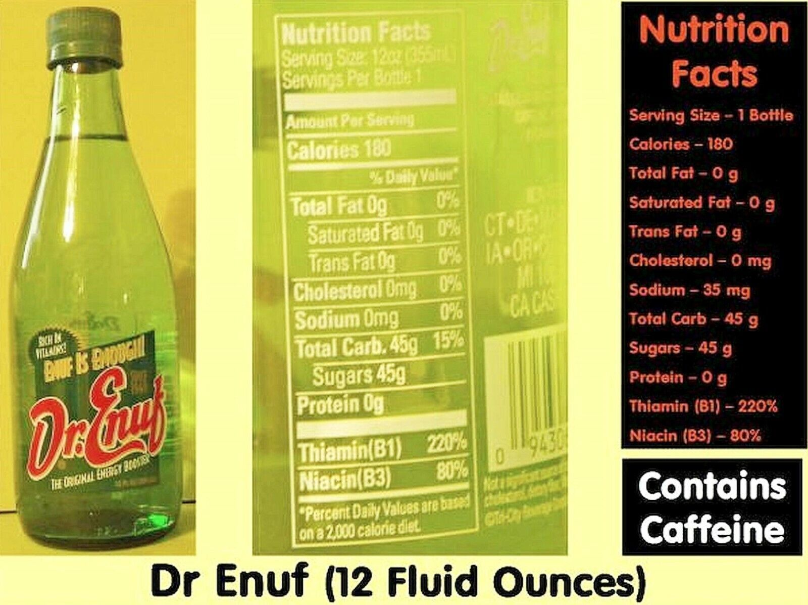 Dr. Enuf Regular Original Carton 4 fresh 12 oz glass bottles doctor ...