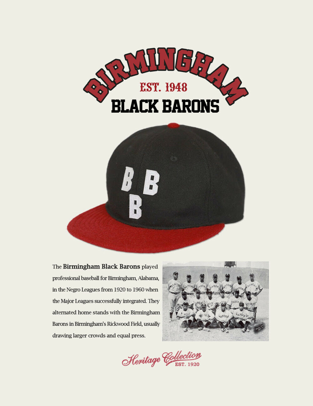 Birmingham Black Barons Negro League Baseball Hat Wool Negro League ...