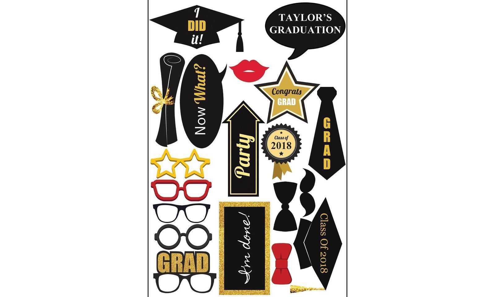 Graduation University Props Grad Party Photo Booth Props Class Of 2018 ...