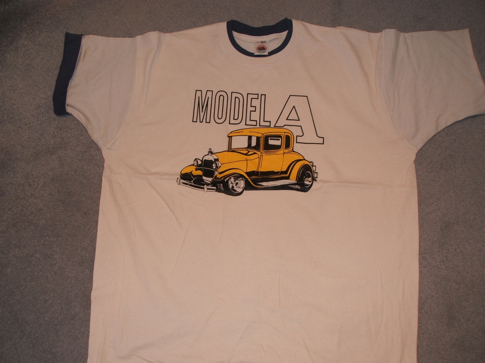 Model "A" Yellow Ford on a extra large (XL) Cream tee shirt - Racing-Other