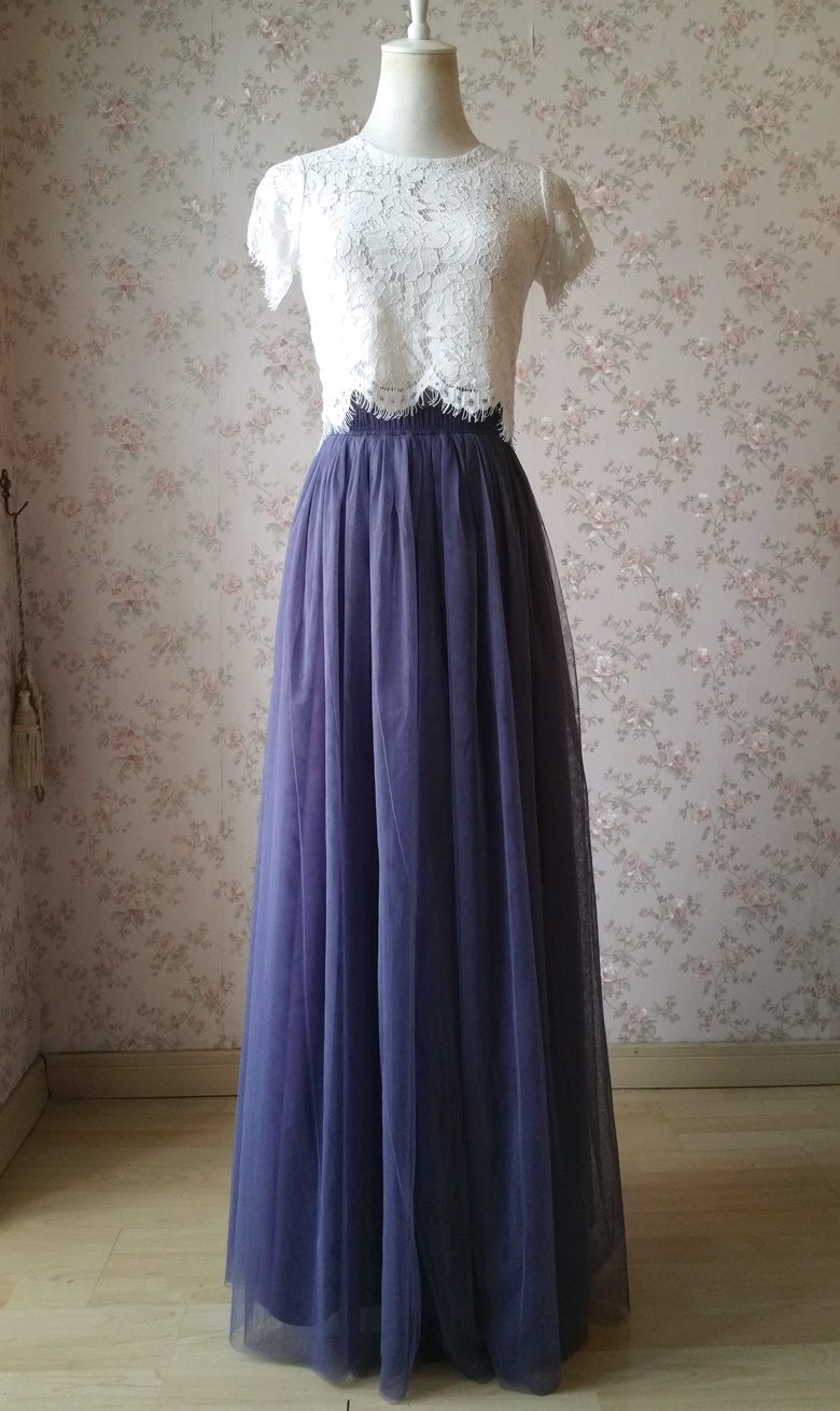 Purple Wedding Tulle Skirt Purple Bridesmaid Long Tulle Skirt Floor ...
