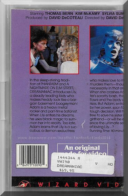 VHS - Dreamaniac (1986) *Sylvia Summers / Kim McKamy / Wizard Video ...