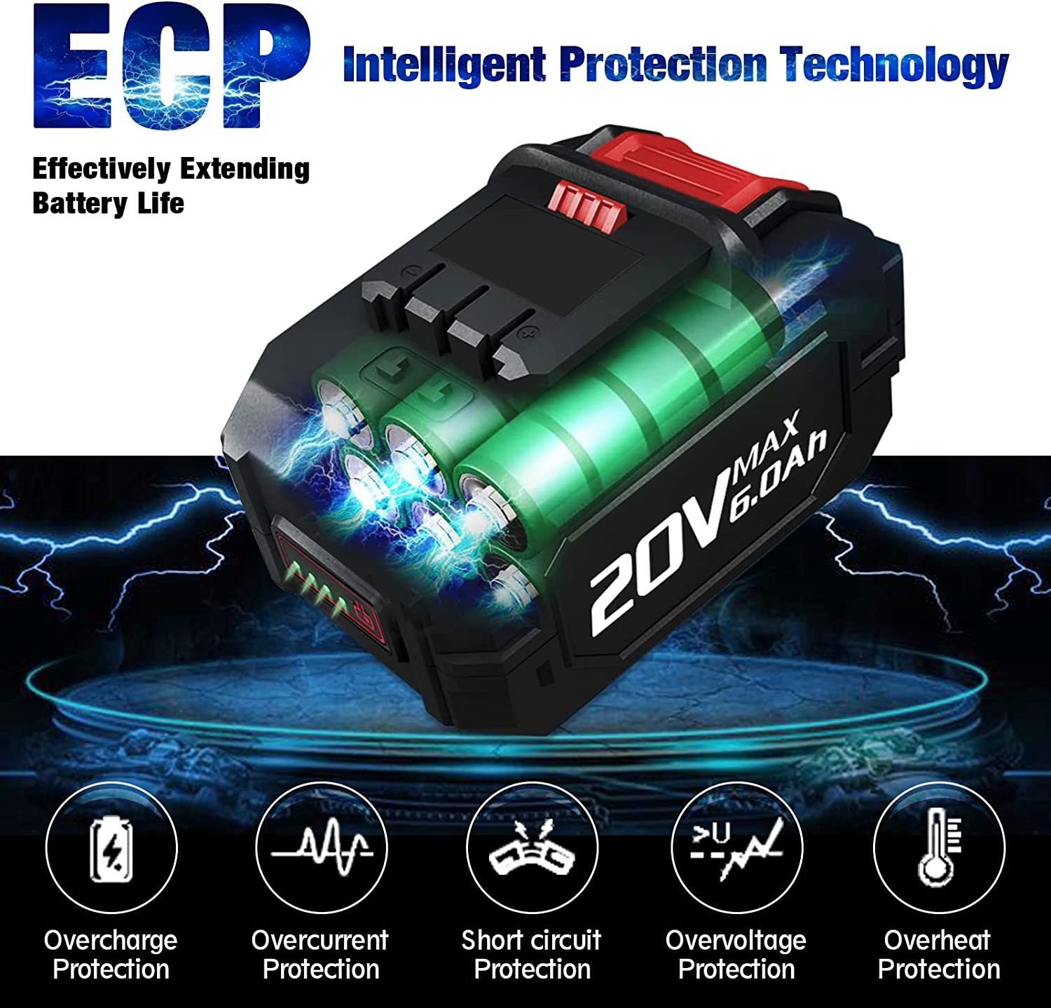 DSANKE 2Pack 20V 6.0Ah Lithium-Ion Battery Replace for KIMO 20V, Fast Charge - Solar Battery ...