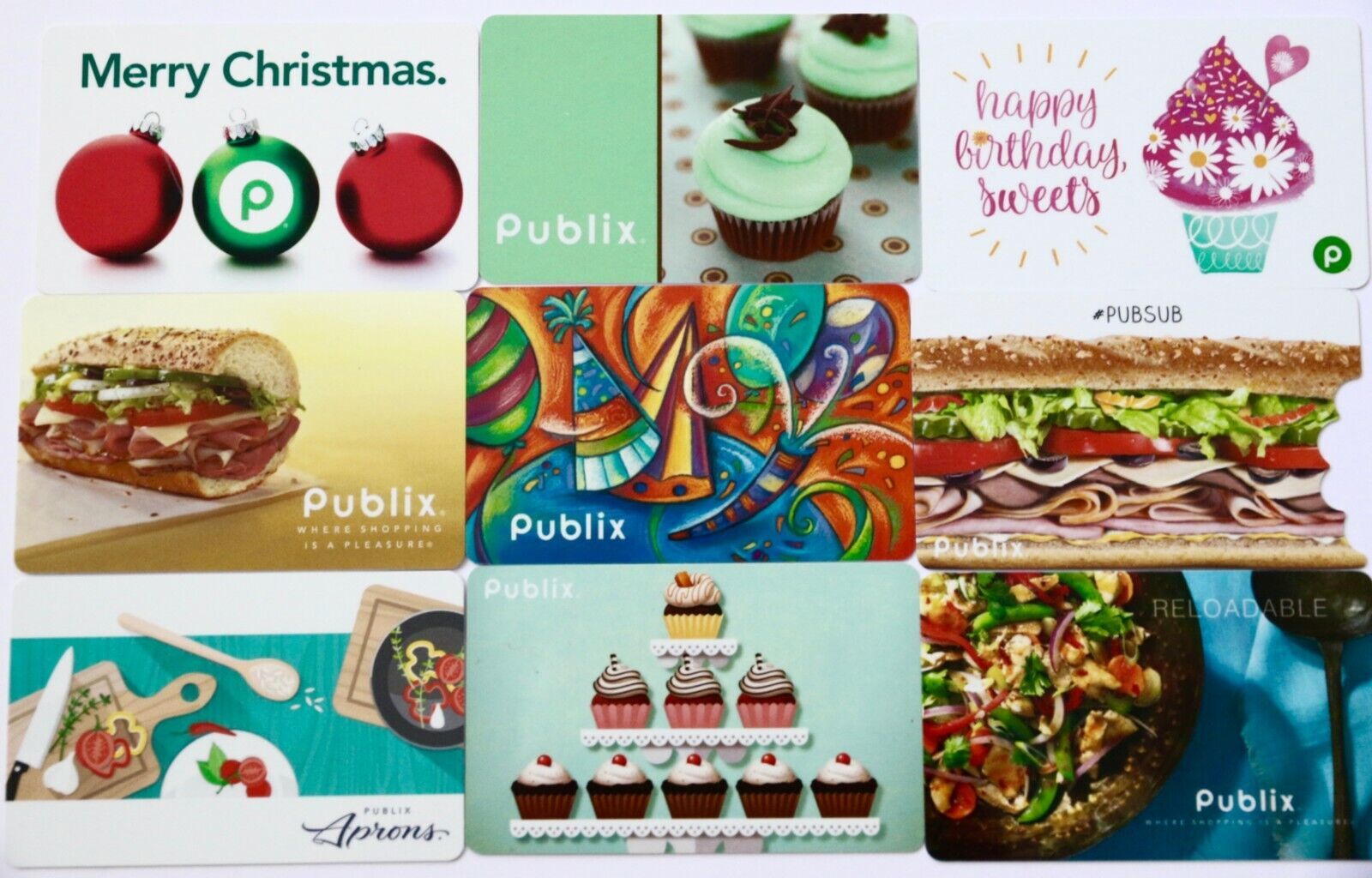 9 PUBLIX No Value Gift Cards Collectible Food Grocery Store $0 Card Set ...