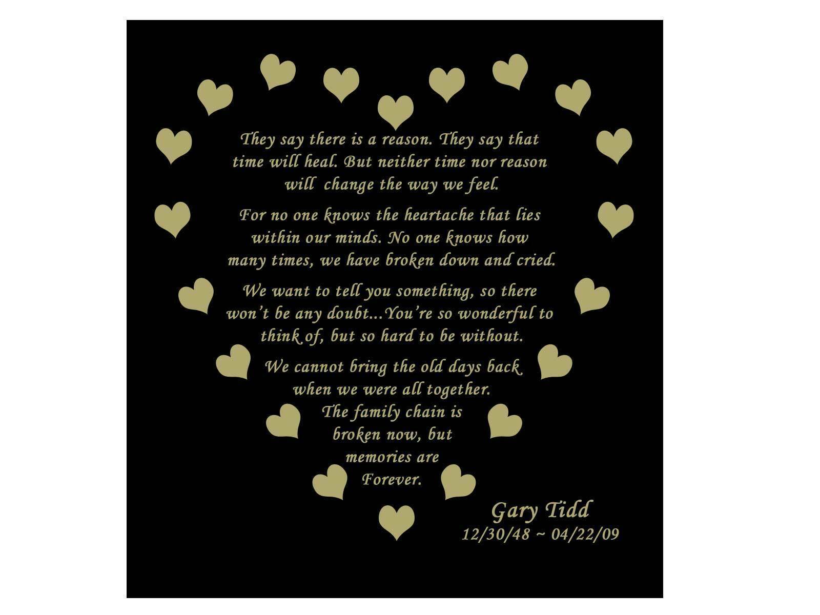 Engraved Memorial Poem Plate Personalized - Memories Are Forever -Gold ...