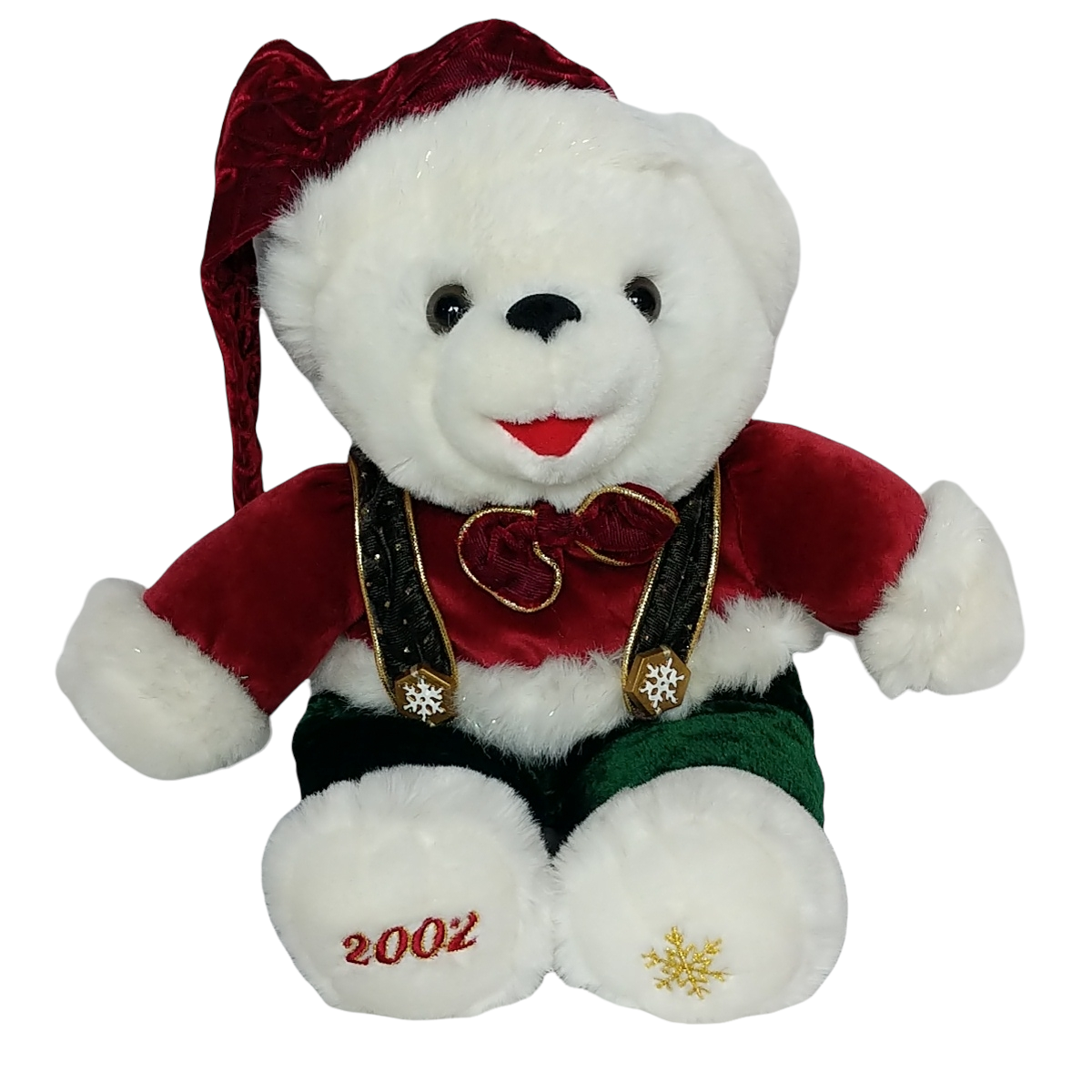 Dan Dee Snowflake Boy Teddy Bear 2002 Coat Suspenders Plush Stuffed ...