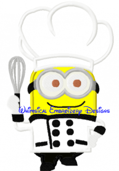 Minion Chef Machine Embroidery Applique Design Instant Download - Digital Art