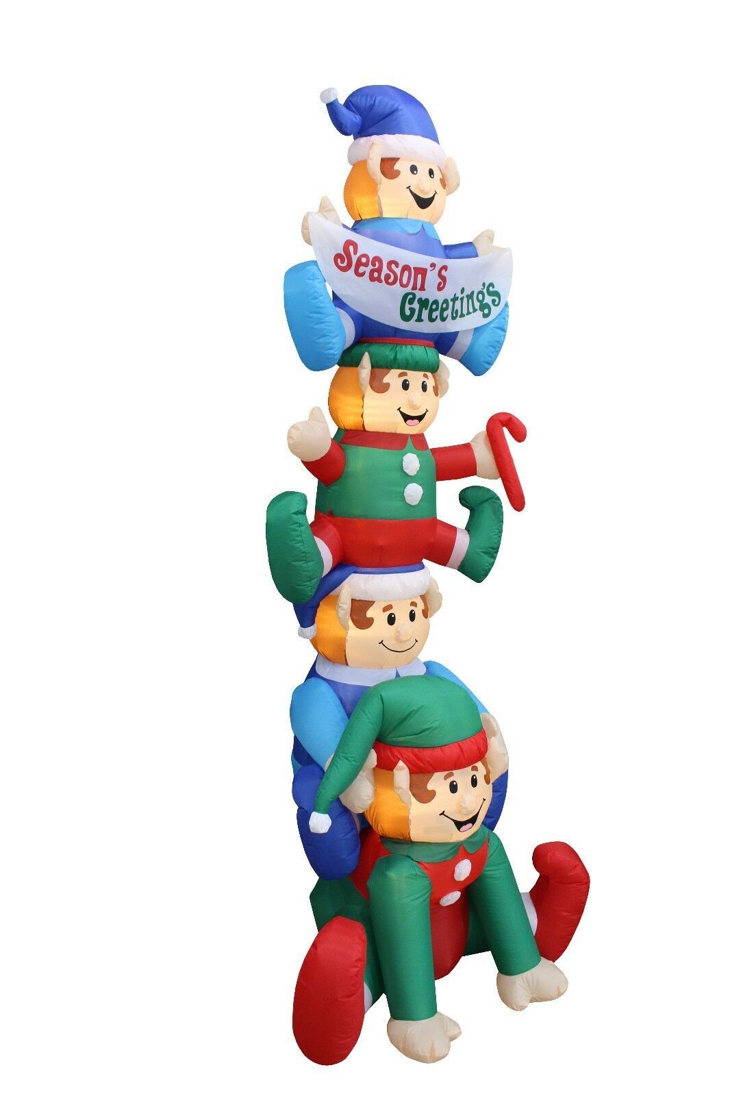 8 Foot Tall Christmas Inflatable Stacked Elves Elf Blowup Lights Yard ...