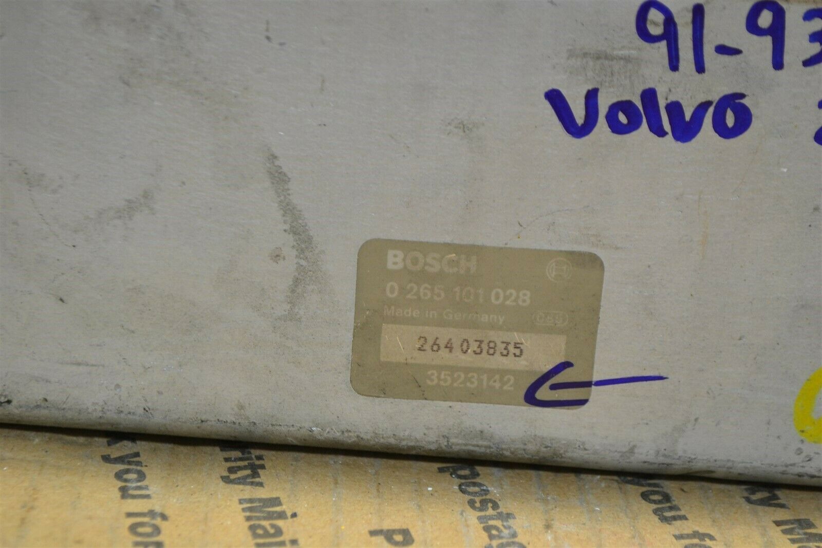 91-93 Volvo 740 ABS Control Unit OEM Module 0265101028 235-7e5 - Car ...