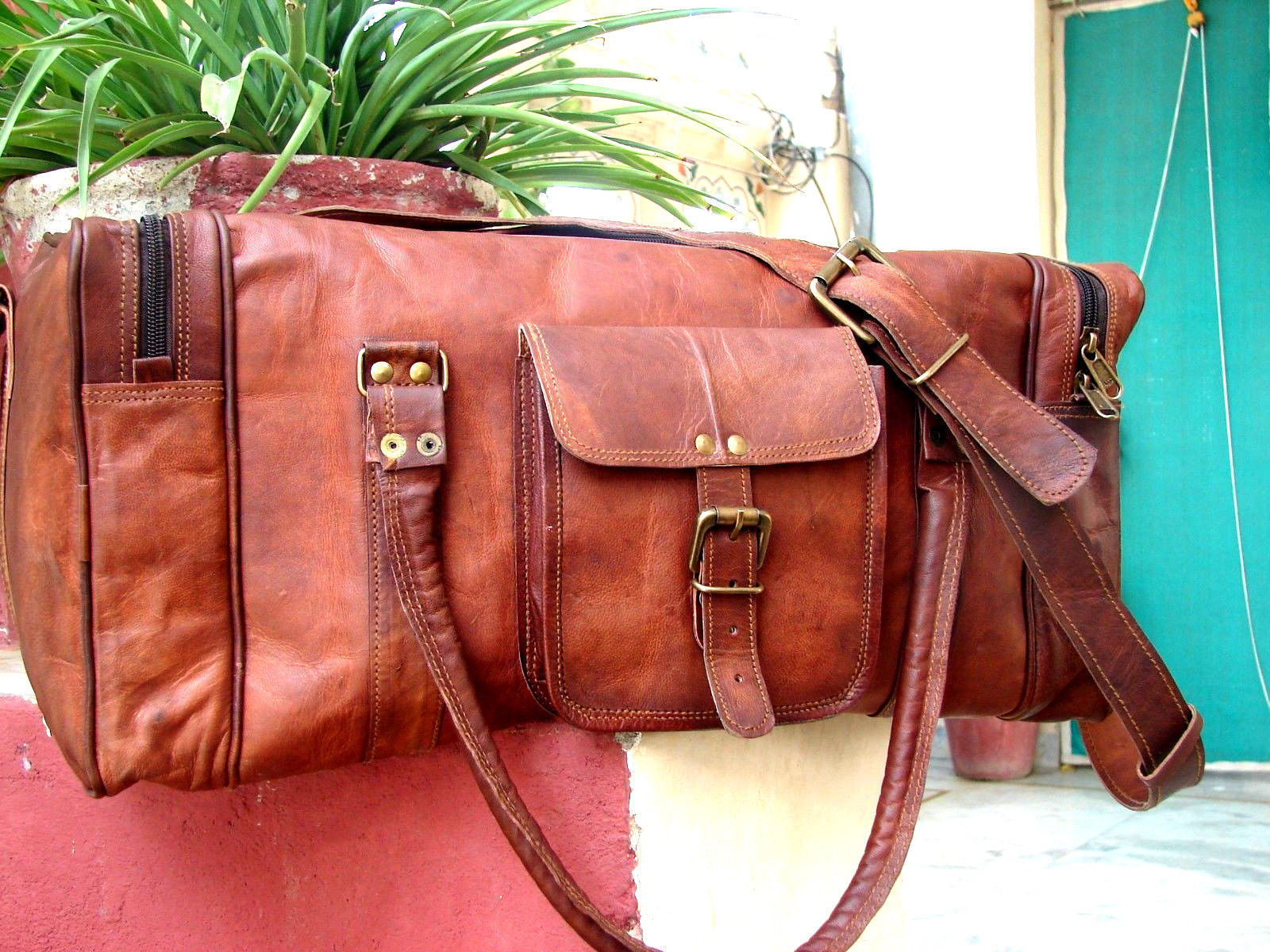 Handmade Leather Duffel Weekender Bag | IUCN Water