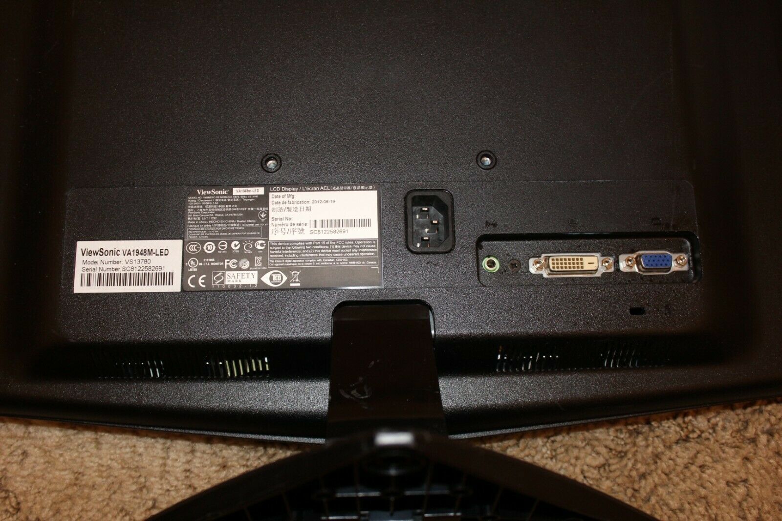 ViewSonic VA1948M 19" LED LCD Monitor with and 50 similar items