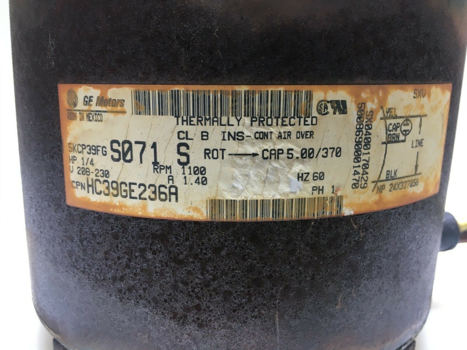 GE 5KCP39FGS071S Carrier HC39GE236A Condenser Fan Motor 1/4 HP 230V ...