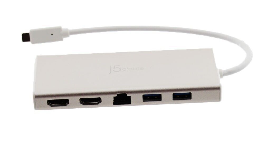 J5 Create JCD381 USB Type-C Dual HDMI Mini Dock, Ethernet/ USB 3.1 HUB ...
