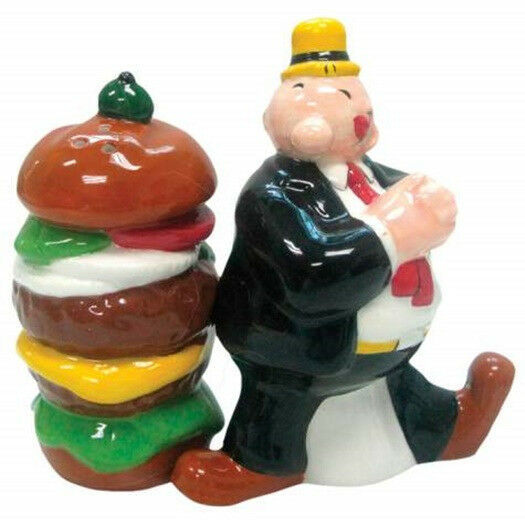 Popeye's Friend Wimpy With A Hamburger Ceramic Salt and Pepper Shakers ...