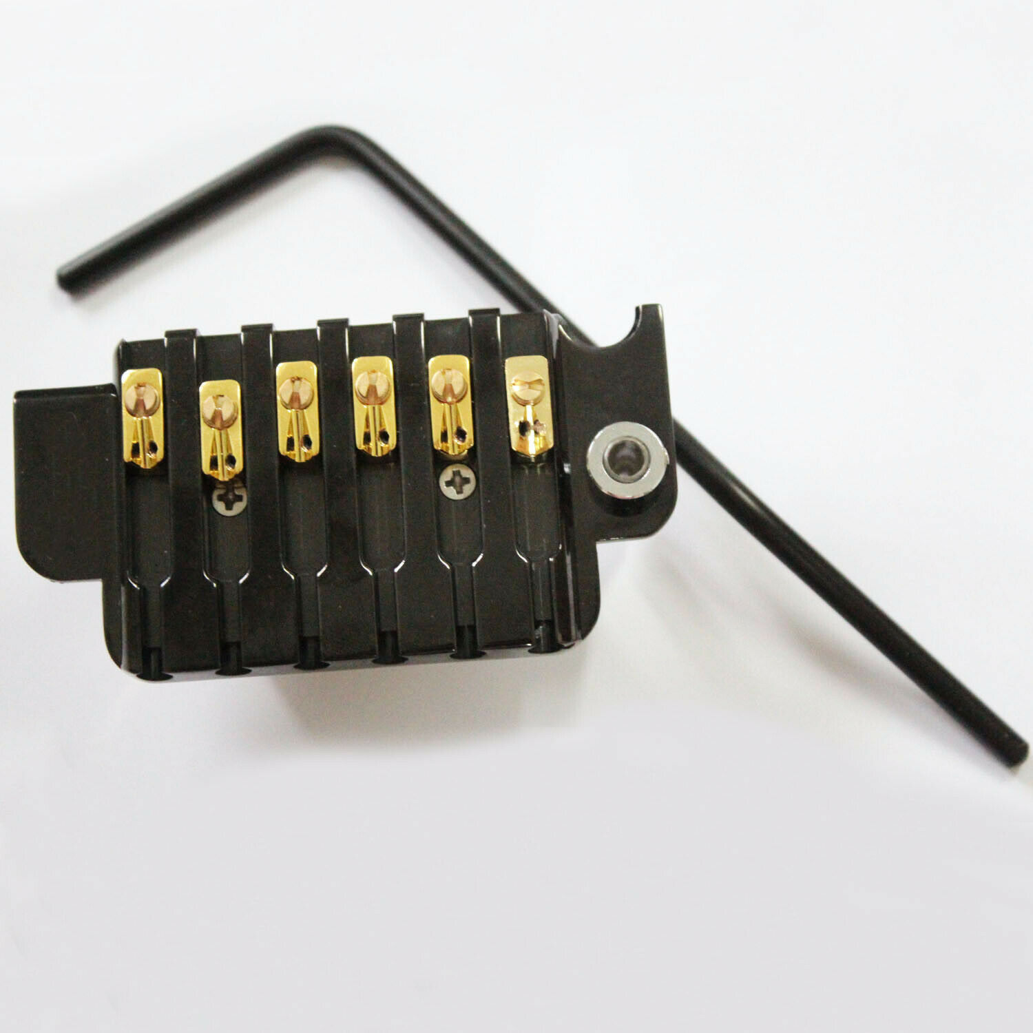 Double Locking Tremolo Bridge in black with brass block and brass with ...