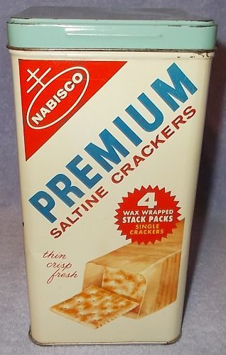 Nabisco Premium Saltine Cracker Tin 14 oz Storage Canister 1969 Spanish ...