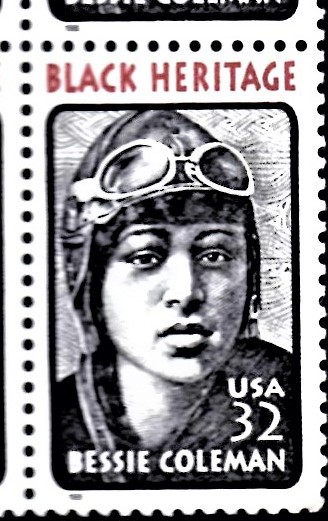 USPS .32 cent Stamps - Black Heritage Bessie Coleman Plate Block - Other