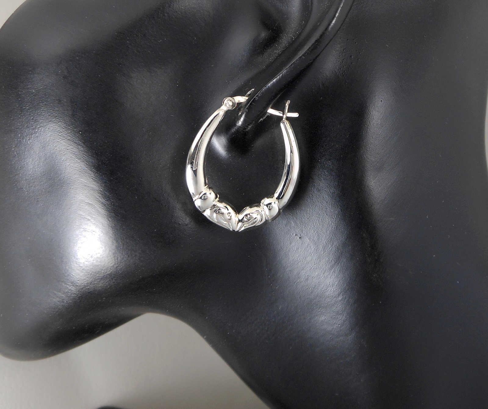 Silver Ram Head Hoop Earrings, 925 Sterling Silver, Ram Head Textured ...