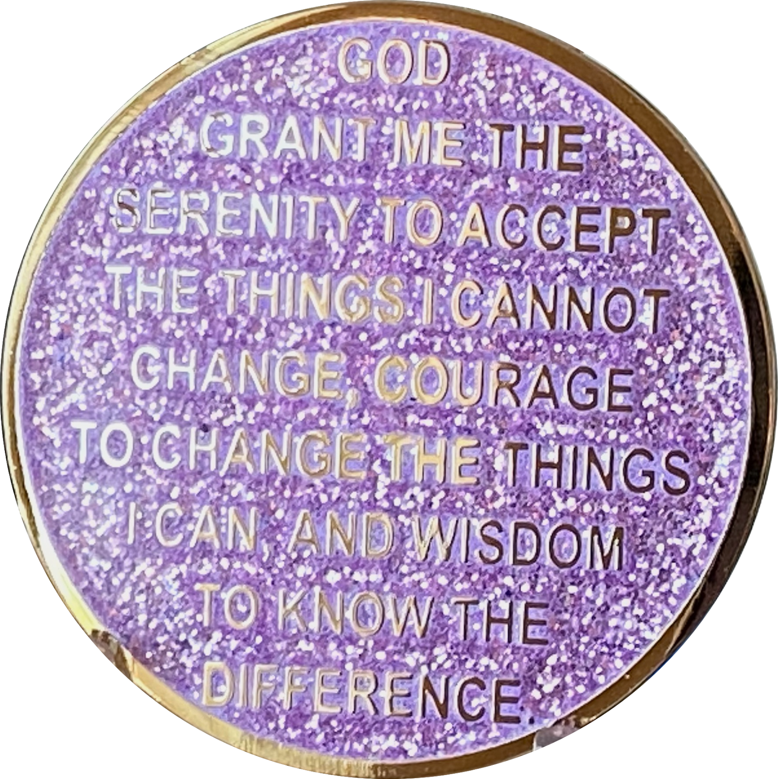 18 Month AA Medallion Recoverychip Reflex Purple Glitter Sobriety Chip ...
