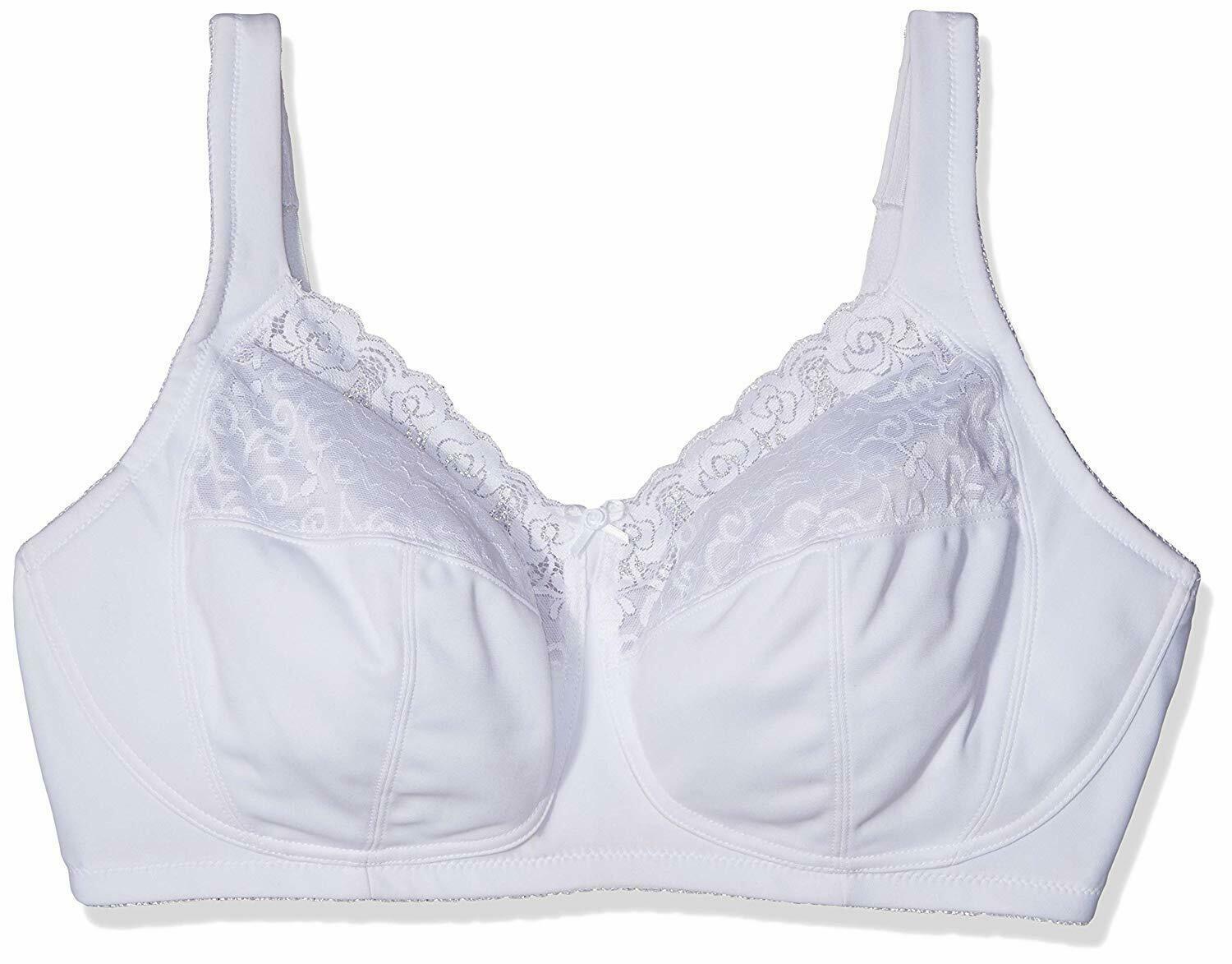 Glamorise White Comfort Lift Wire Free Rose Lace Bra Us 42f Uk 42e