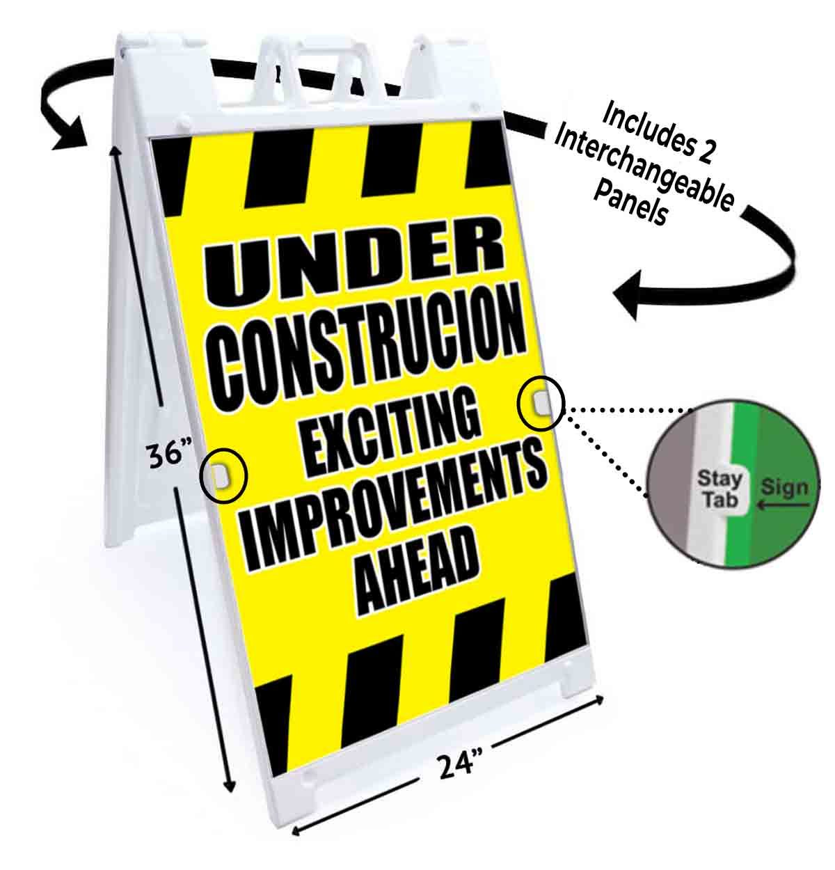 UNDER CONSTRUCTION Signicade 24x36 Aframe Sidewalk Decal Sign Banner ...