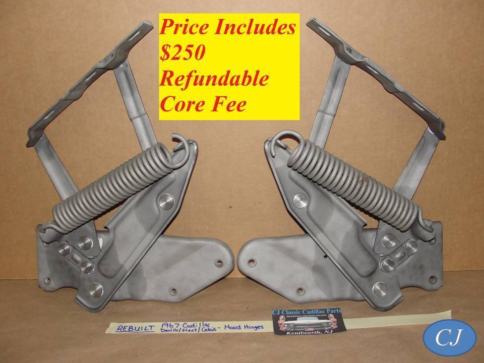 REBUILT 67 CADILLAC DEVILLE FLEETWOOD CALAIS HOOD HINGES & SPRINGS W ...