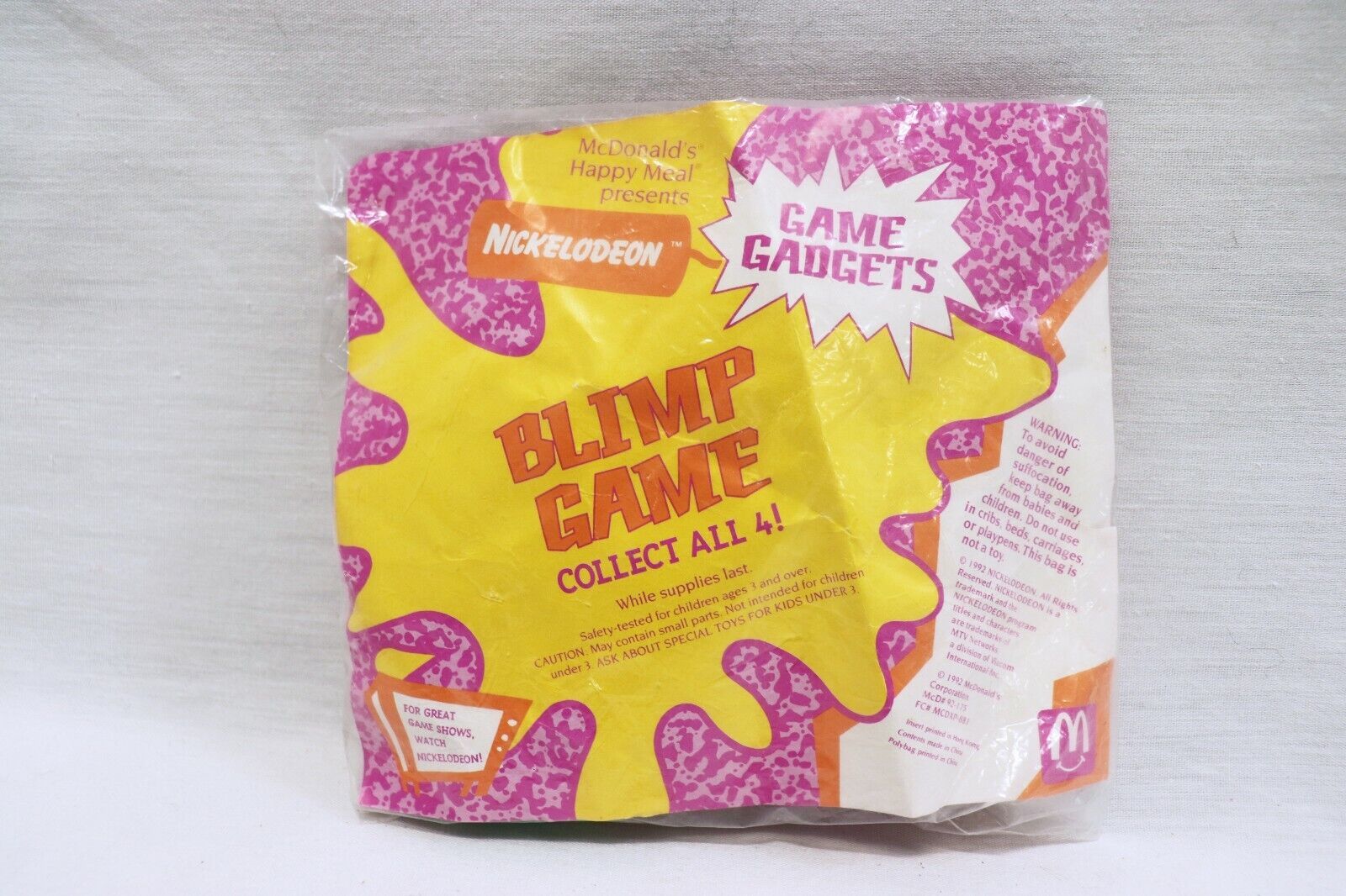 VINTAGE SEALED 1992 McDonald's Nickelodeon Blimp Game - Fast Food
