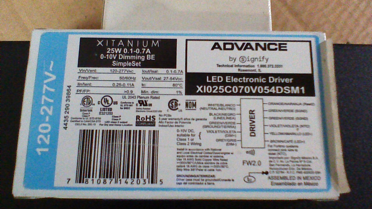 PRESCOLITE LTR-6RD-H-SL15L-DM1-DRVR-WHIP S/A LED ELECTRONIC DRIVER ...