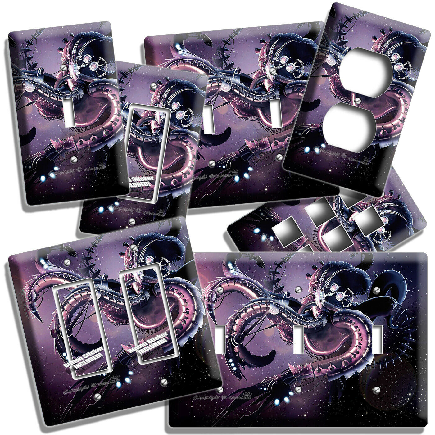 FUTURISTIC GIANT OCTOPUS SPACE SHIP LIGHT SWITCH OUTLET WALL PLATE ROOM ...