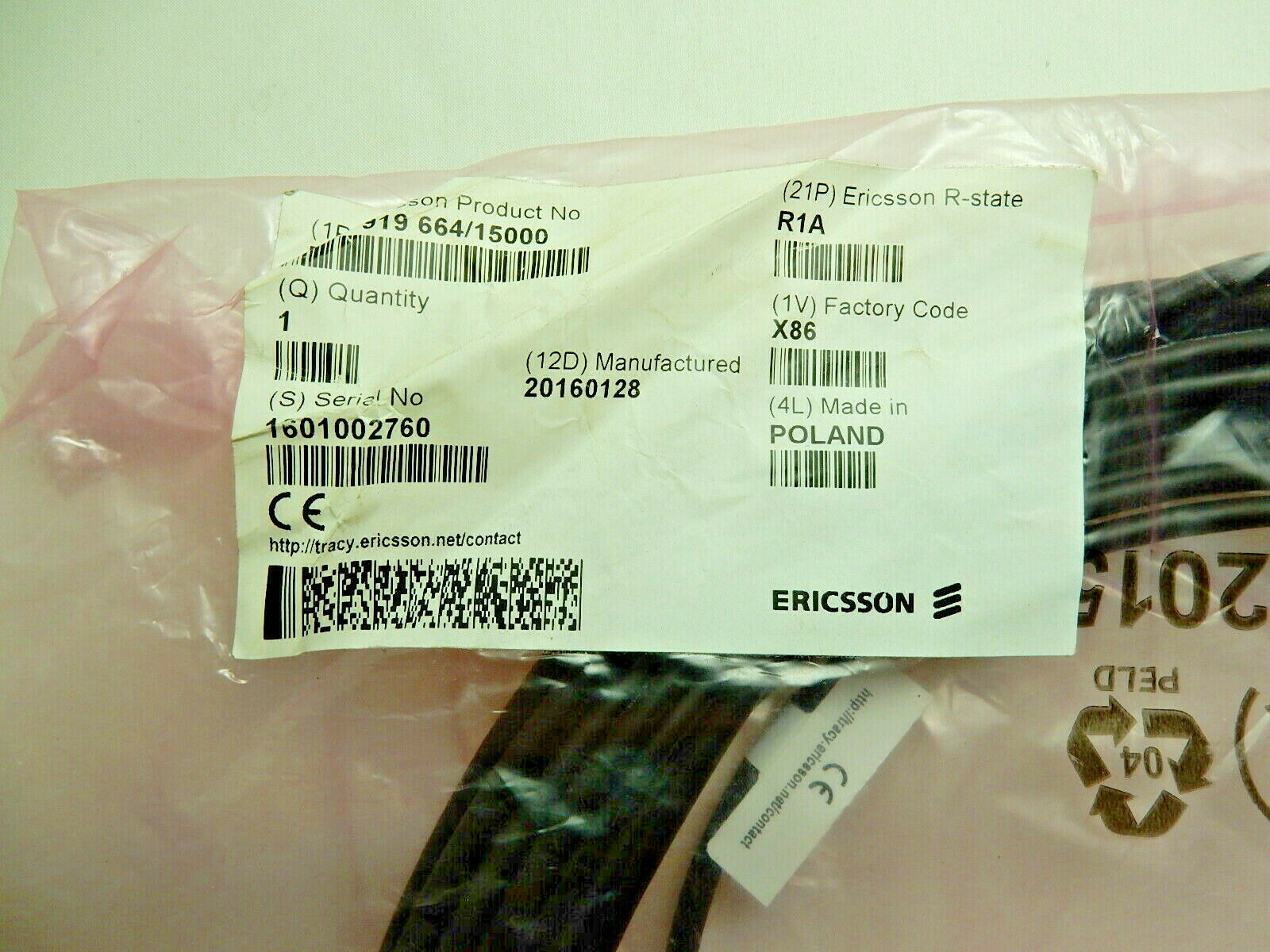 Ericsson External Alarm Cable Shielded RPM 919 664/15000 RIA for RRUS ...