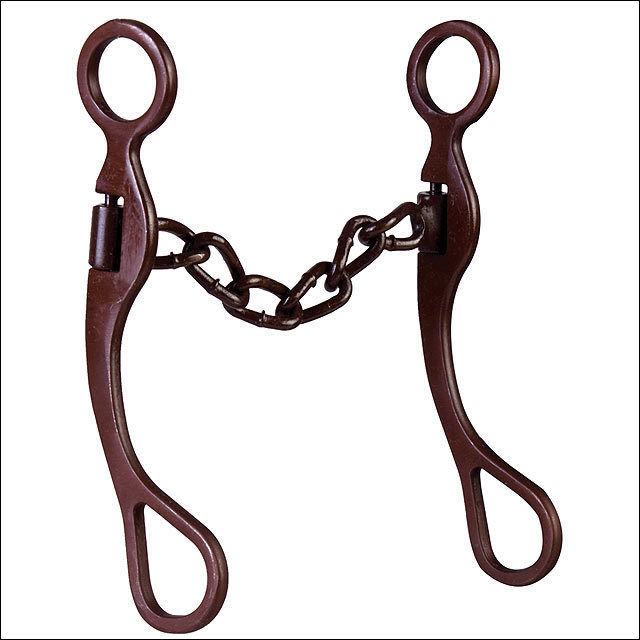 HILASON BROWN STEEL HORSE CURB BIT 7" CHEEK 5" SWEET IRON 4MM LINKS ...