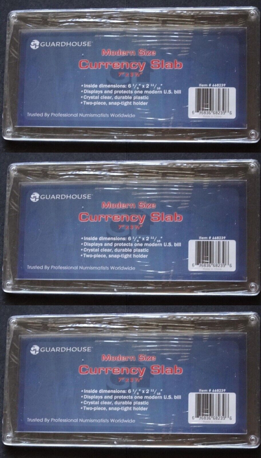 (3) Guardhouse Regular Modern Dollar Bill Currency Slab Holder Money ...