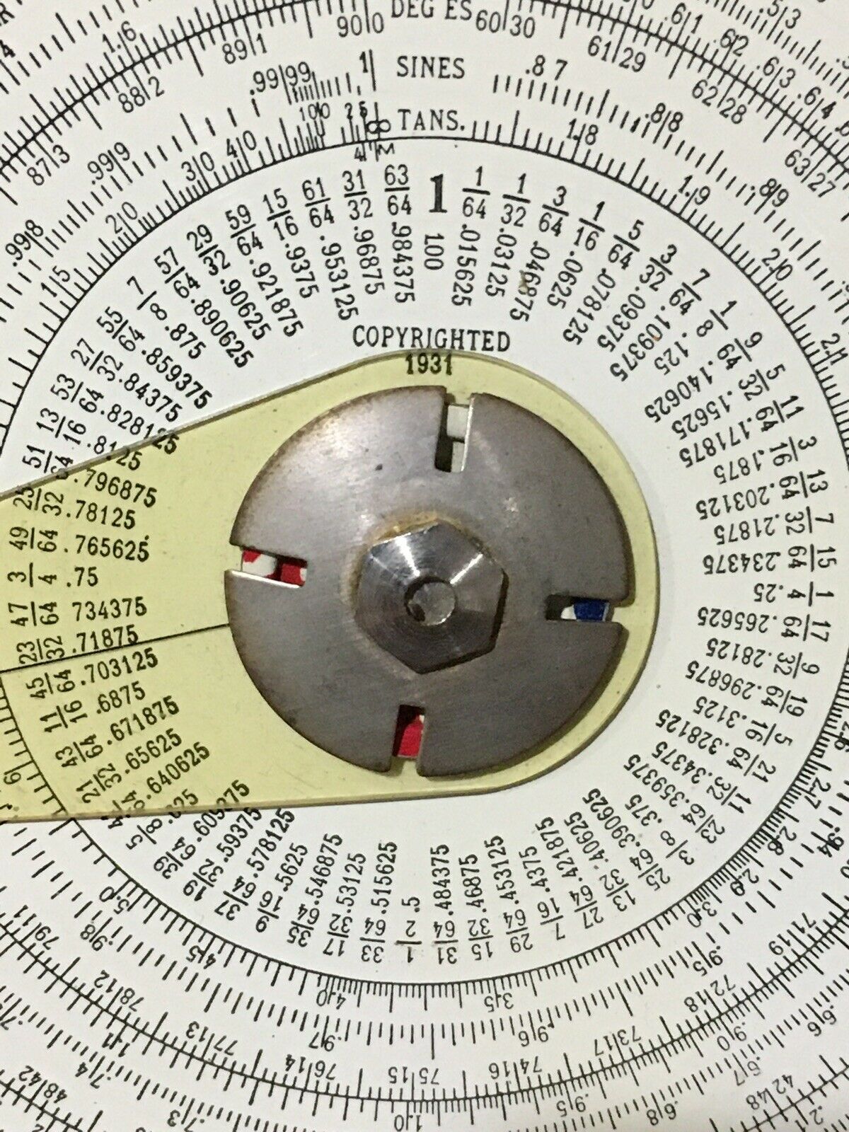 THE ATLAS CALCULATOR SLIDE RULE 4.25" DIAMETER CIRCULAR SLIDE RULE 1931 ...