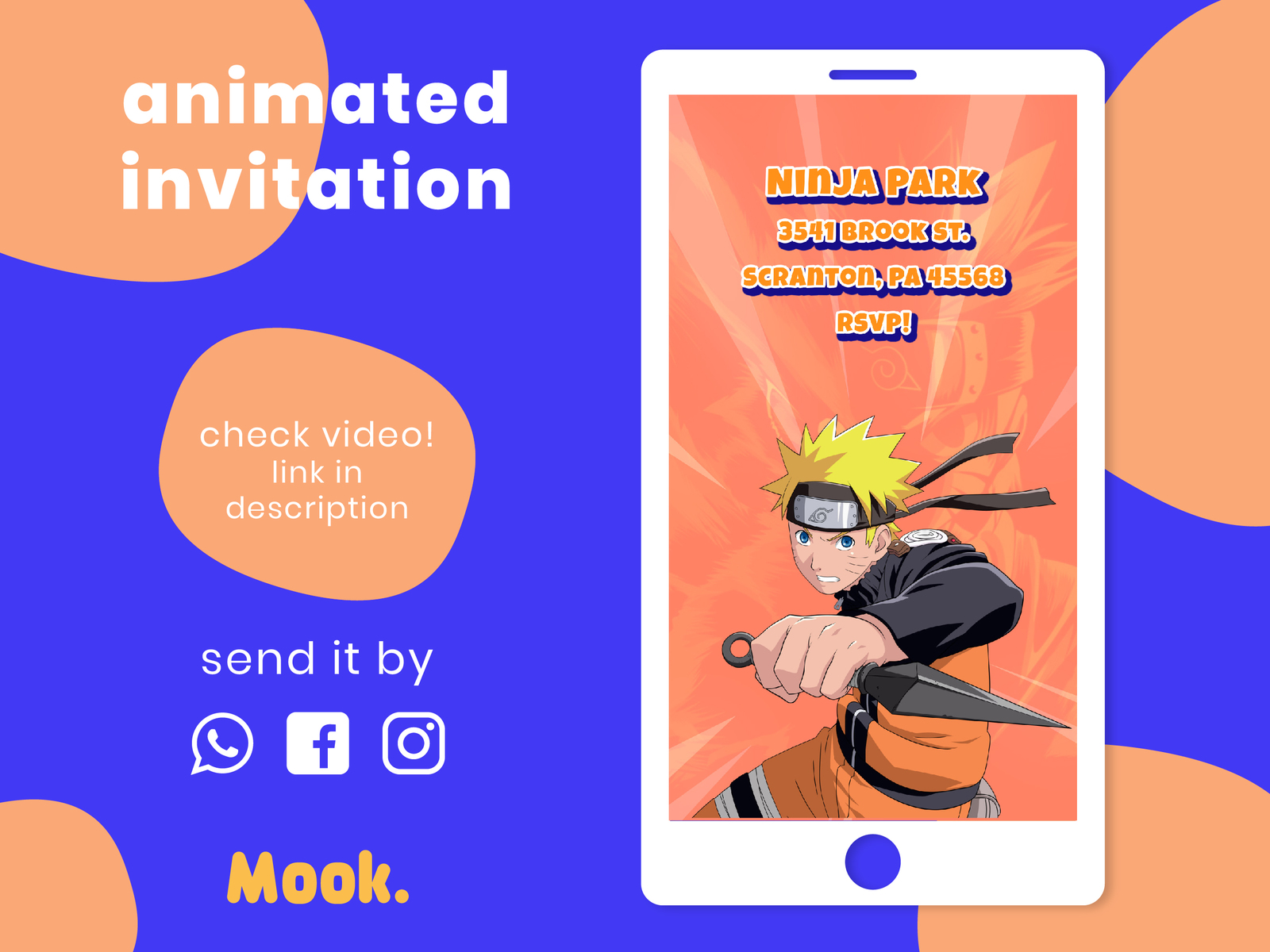 Naruto Invitation, Naruto Video Invitation, Naruto Birthday Invitation ...