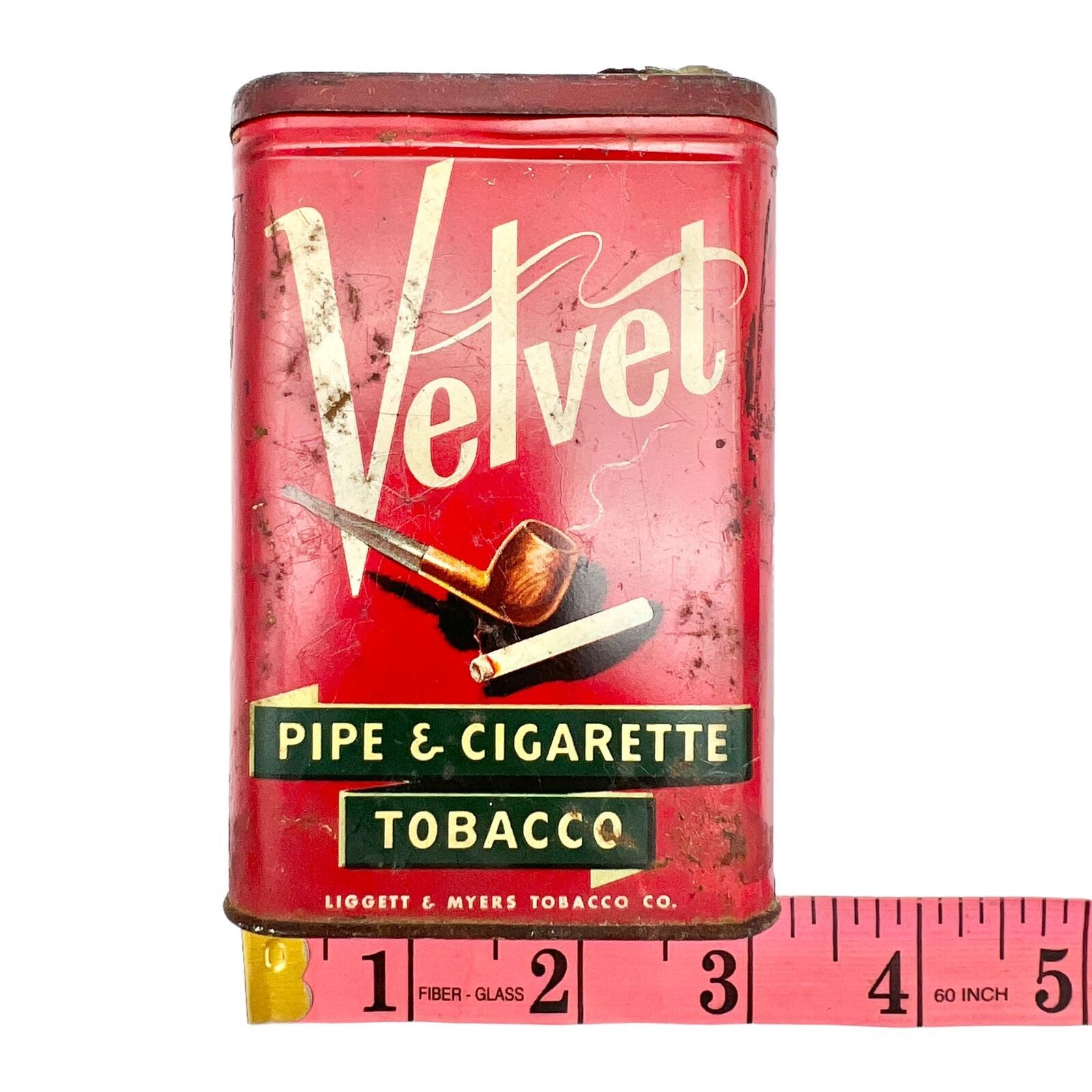 Vintage Velvet Pipe & Cigarette Tobacco Empty Tin Liggett & Myers ...