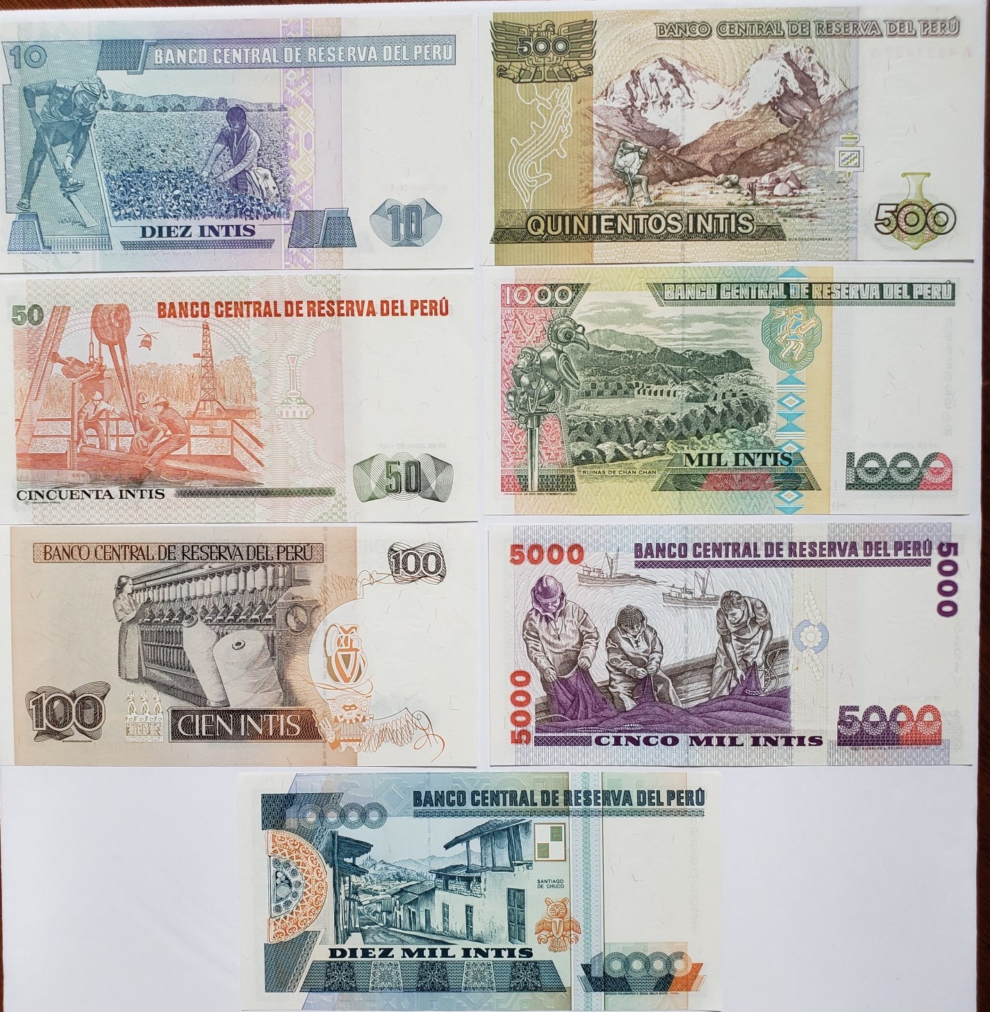 Set of 7 Uncirculated Banknotes from Banco Central De Reserva Del Peru ...