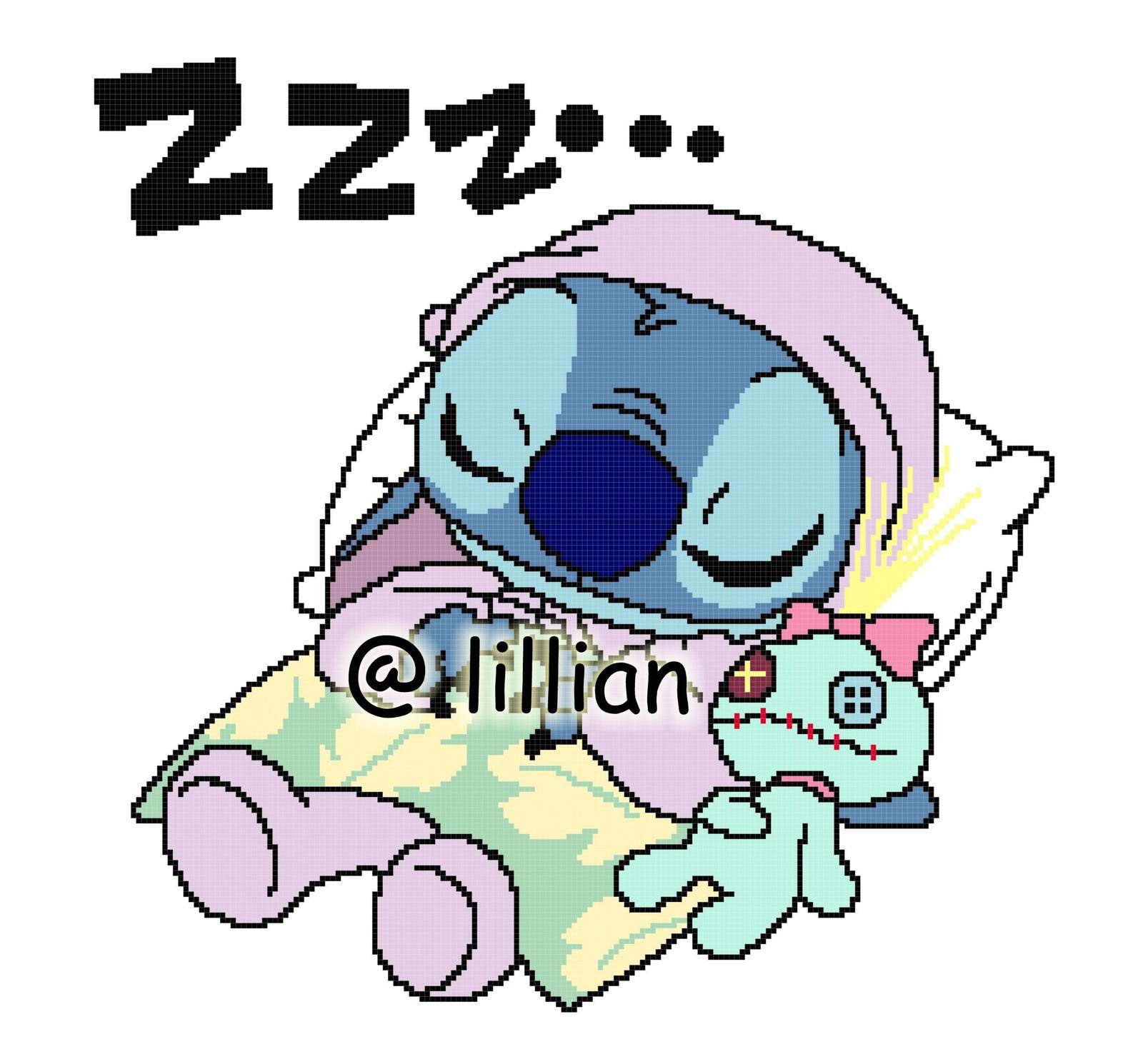 LILO STITCH SCRUMP Sleeping Cross Stitch Pattern - Hand Embr Patterns ...