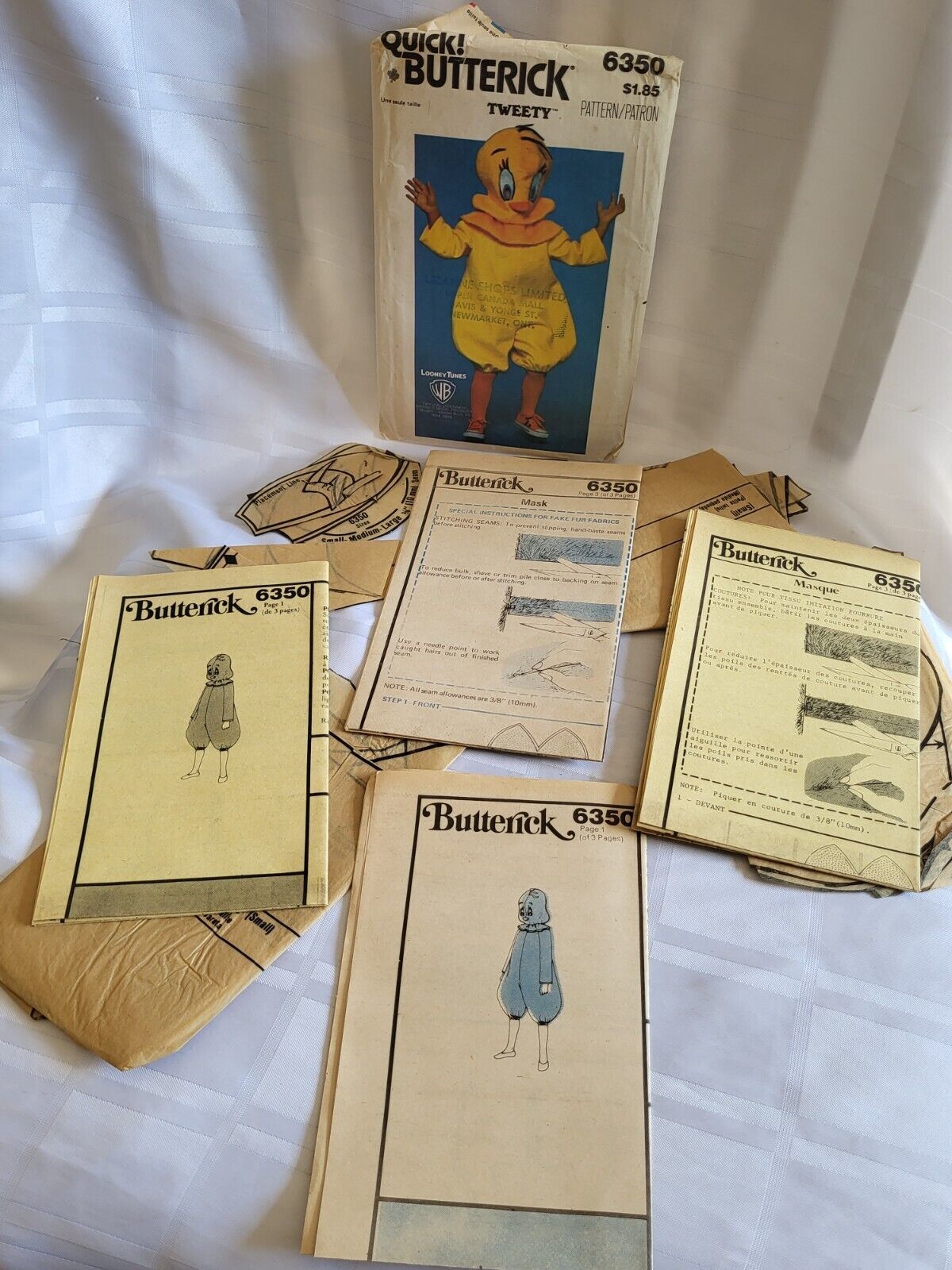 TWEETY BIRD COSTUME LOONEY TUNES SEWING PATTERN 6350 QUICK BUTTERICK ...